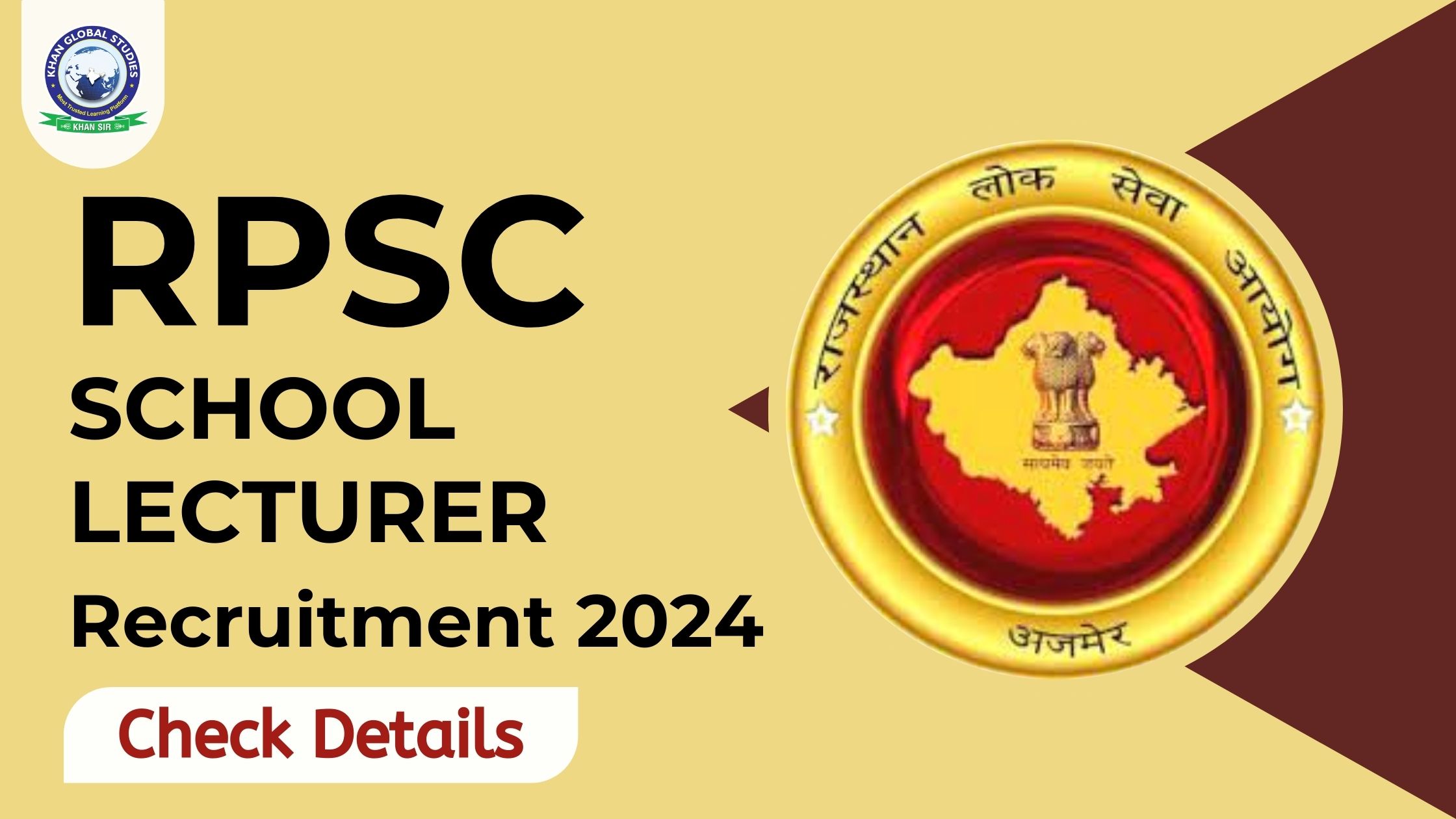 RPSC School Lecturer (PGT Teacher) Recruitment 2024 | Khan Global Studies Blogs
