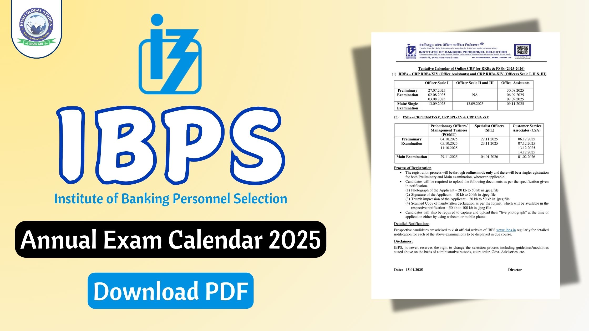 IBPS Annual Exam Calendar 2025 Released: Download PDF | Khan Global ...