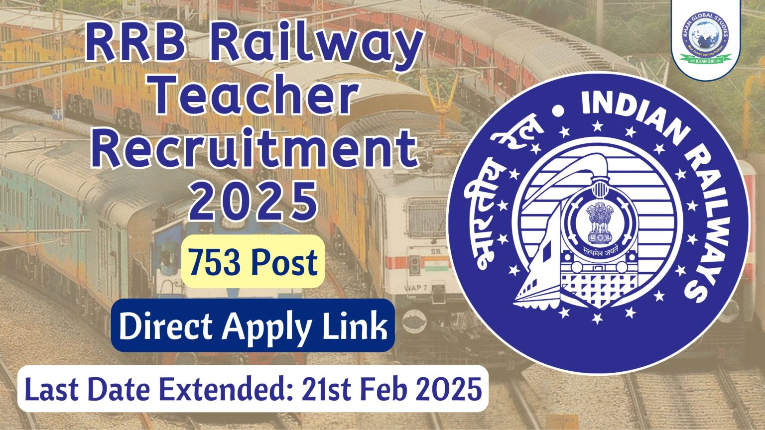 RRB Teacher Recruitment 2025 at 753 Posts @rrbapply.gov.in | Khan ...