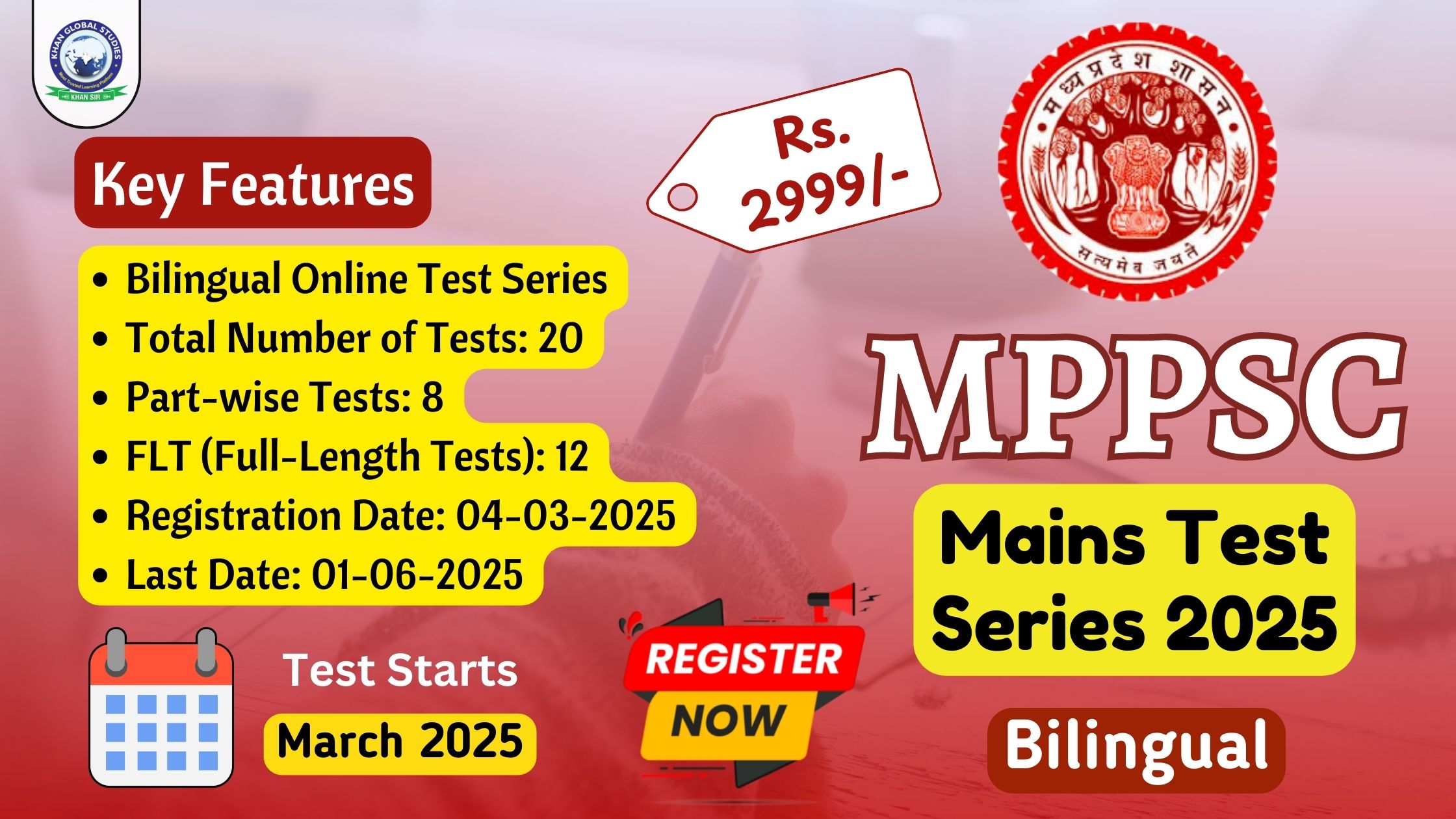 Join Online MPPSC Mains Test Series 2025 (Bilingual) | Khan Global ...