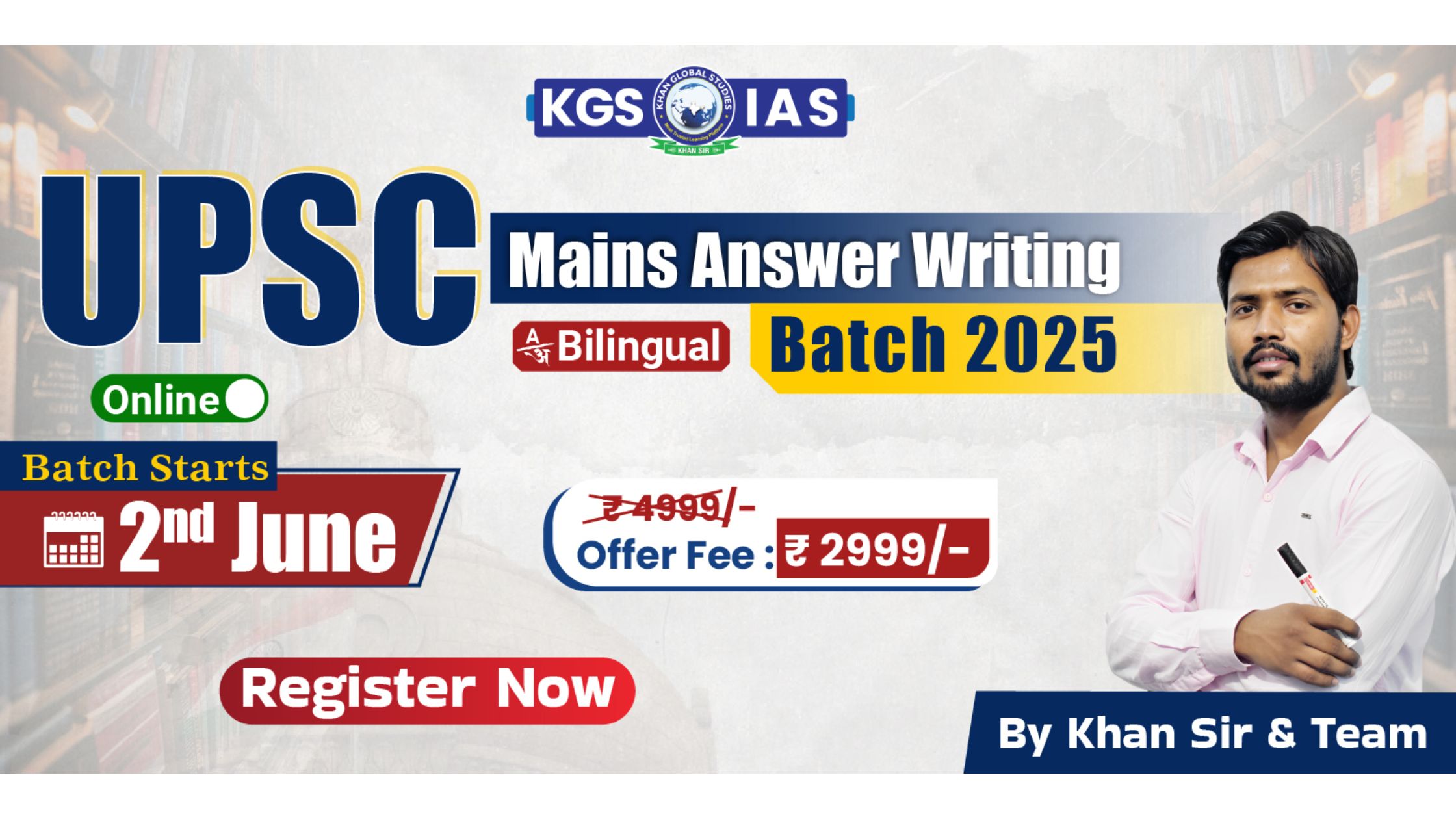 Join Online UPSC Mains Answer Writing Batch 2025 (Bilingual) | Khan ...