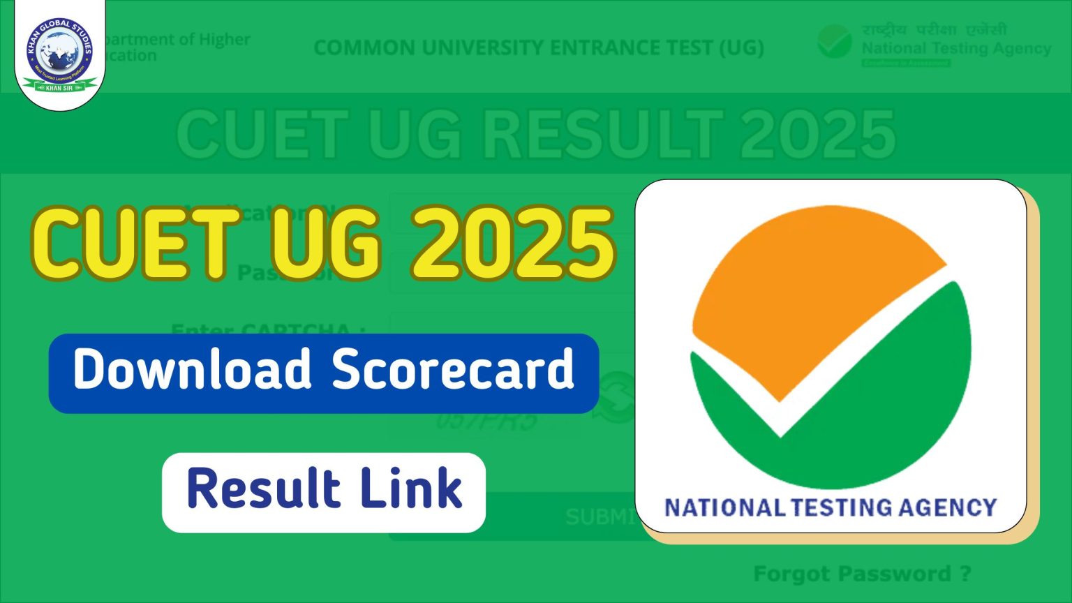 CUET UG Result 2025 Link, Scorecard Download @cuet.nta.nic.in